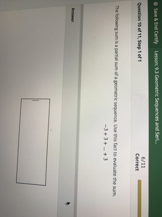 Solved The following sum is a partial sum of a geometric | Chegg.com