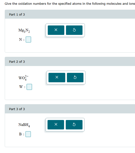 Solved Give the oxidation numbers for the specified atoms in | Chegg.com