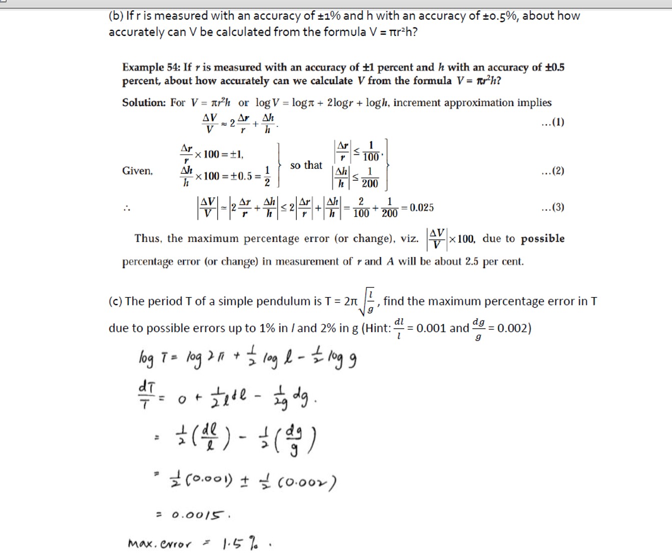 Solved (b) ﻿If r ﻿is measured with an accuracy of +-1% ﻿and | Chegg.com