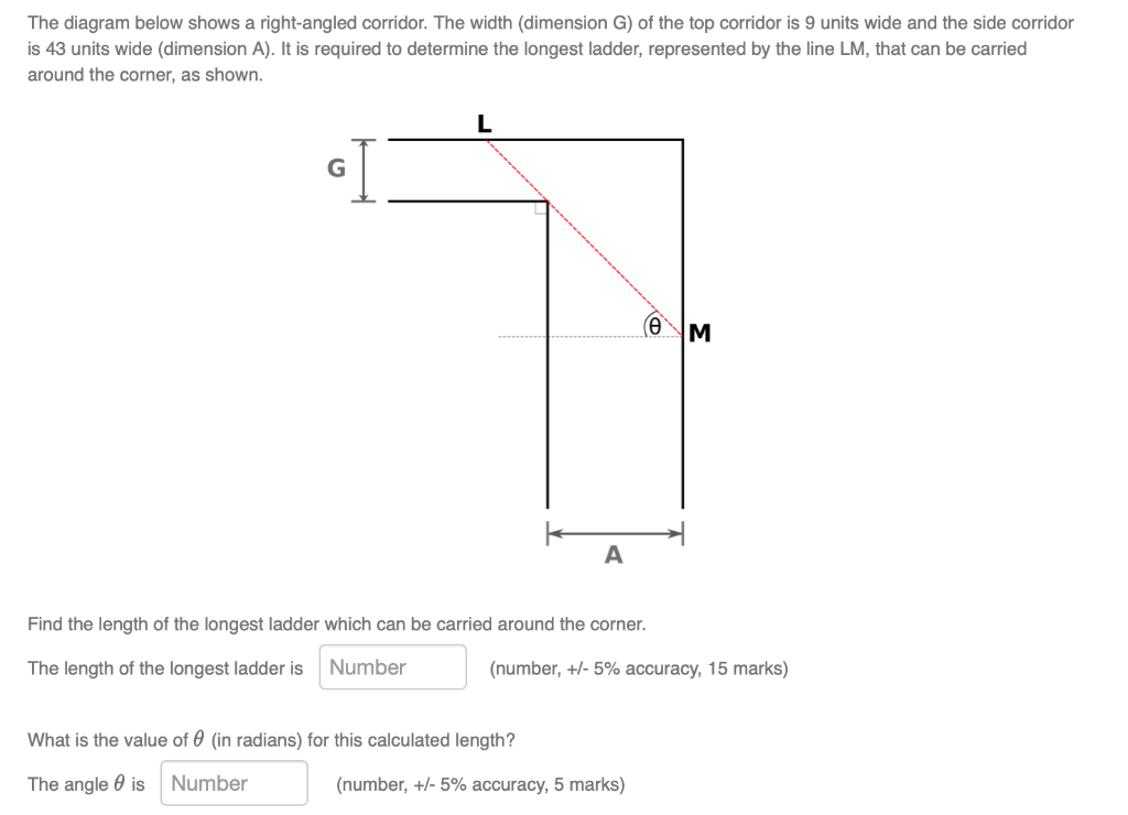 Solved The diagram below shows a right-angled corridor. The | Chegg.com