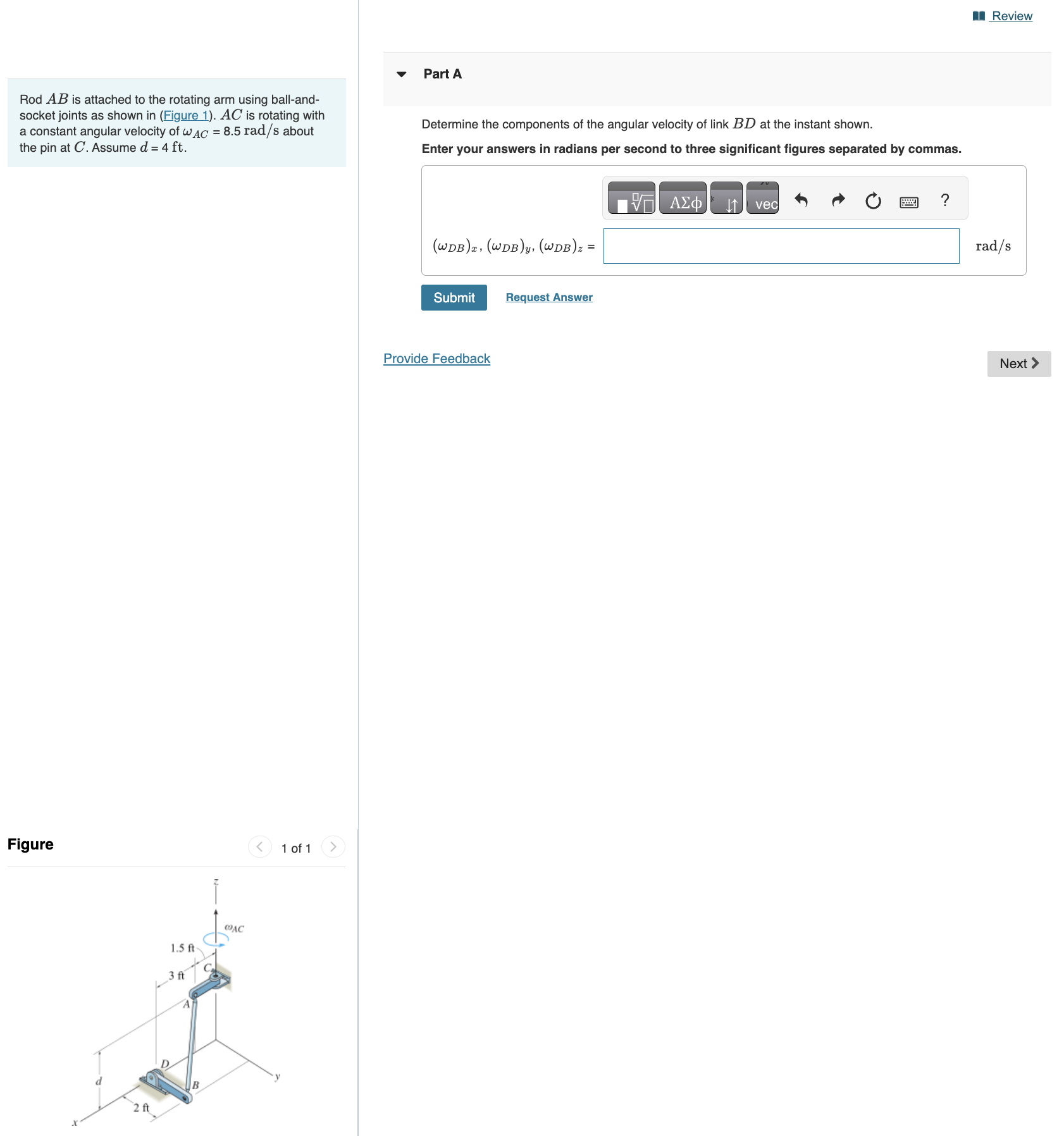 Solved Rod AB ﻿is attached to the rotating arm using | Chegg.com