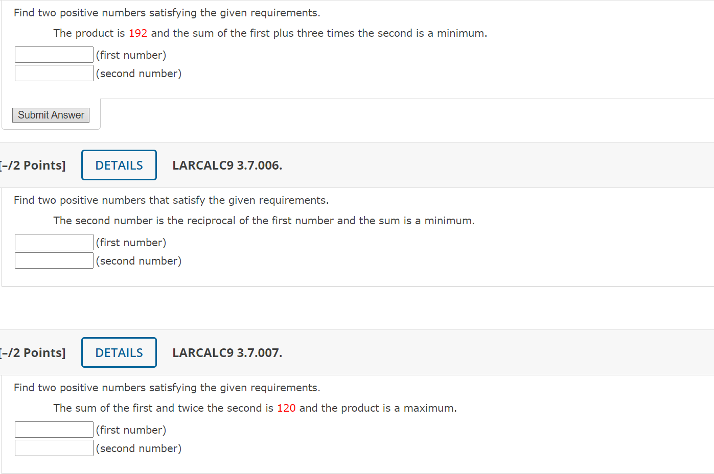 Solved Find two positive numbers satisfying the given | Chegg.com
