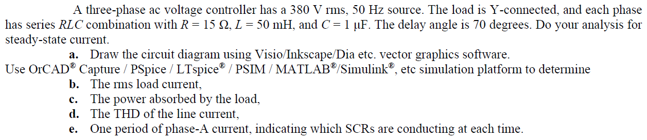 Solved A three-phase ac voltage controller has a 380 V rms, | Chegg.com