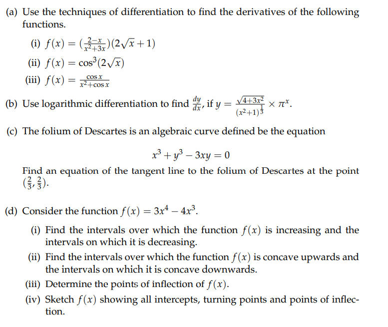 Solved (a) Use the techniques of differentiation to find the | Chegg.com