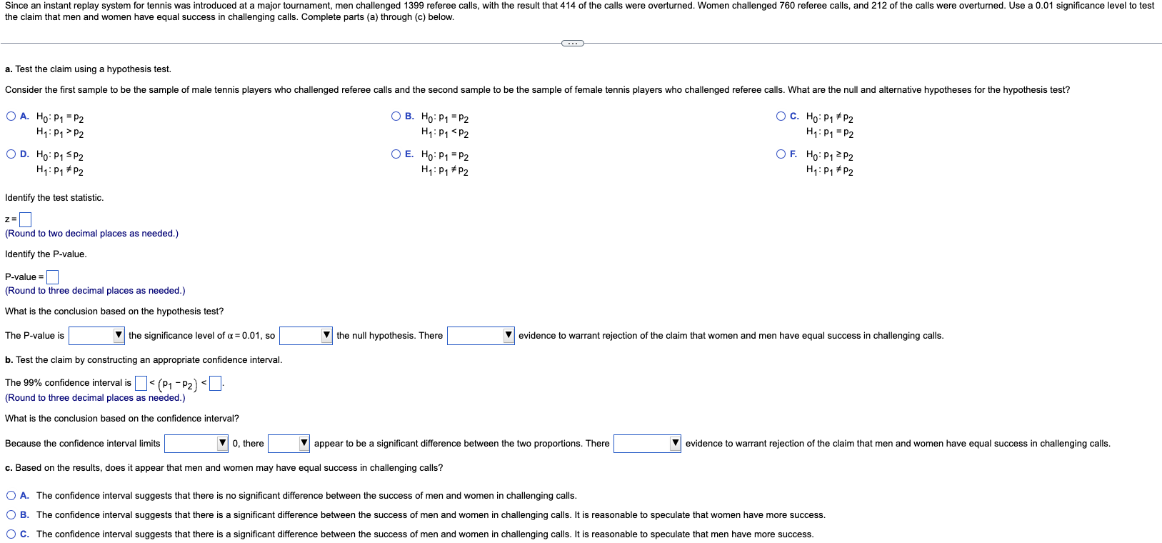 Solved A. H0:p1=p2 3. H0:p1=p2 ว. H0:p1 =p2 H1:p1>p2 H1:p1 | Chegg.com