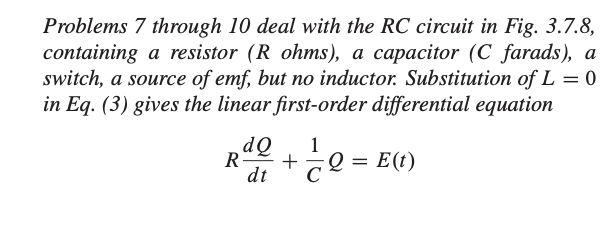 Solved Problems 7 through 10 deal with the RC circuit in | Chegg.com
