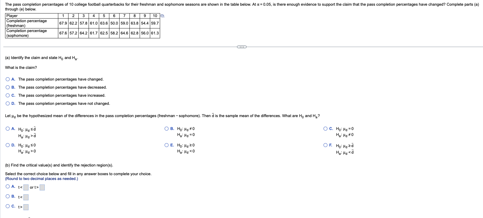 Solved through (e) below. (a) Identify the claim and state | Chegg.com