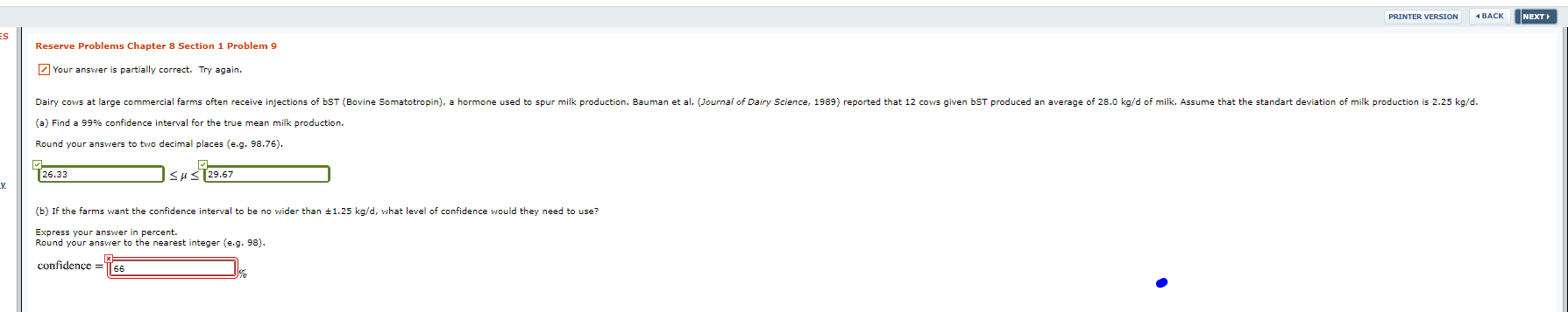 Solved PRINTER VERSION BACK NEXT ES Reserve Problems Chapter | Chegg.com