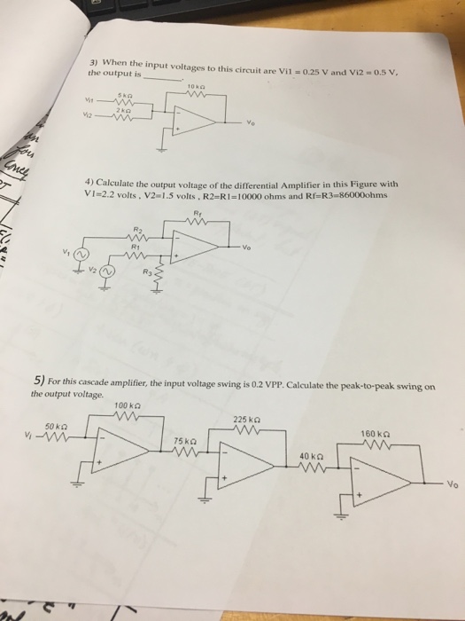 Solved 3) When the input voltages to this circuit are Vi1 | Chegg.com