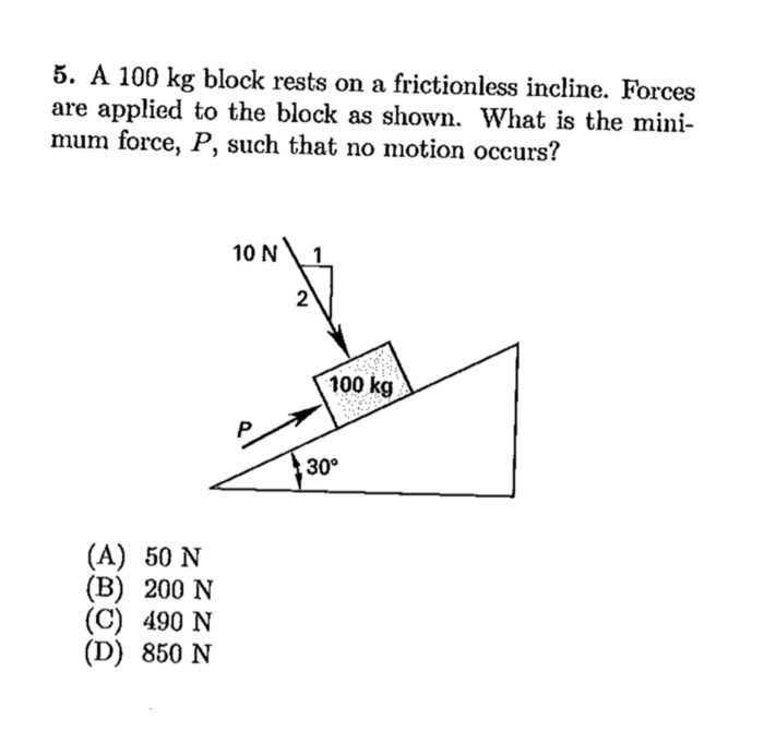 Solved Problem 1 1. A 100 kg block rests on an incline. The | Chegg.com