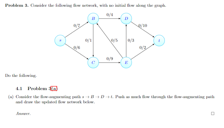 Solved Problem 3. Consider the following flow network, with | Chegg.com