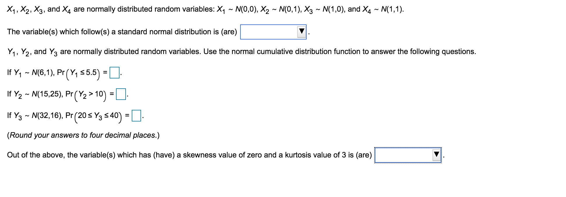 Solved X1, X2, X3, and X4 are normally distributed random | Chegg.com