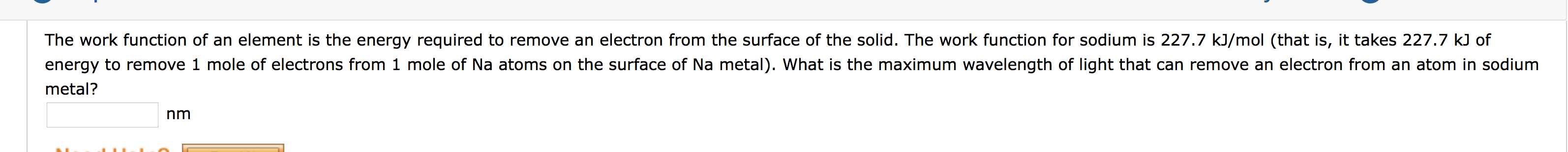 Solved The work function of an element is the energy | Chegg.com