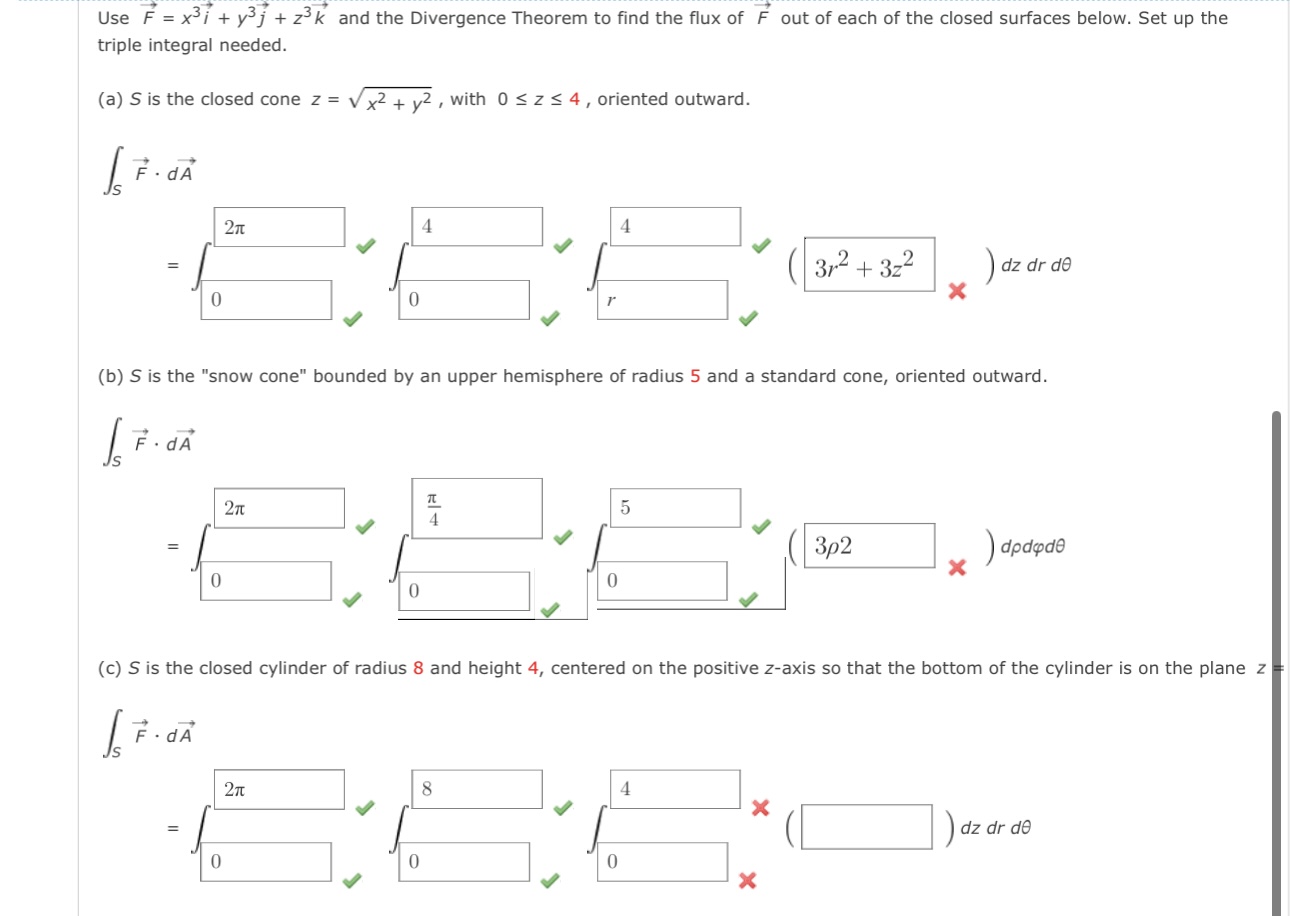 Solved Use vec(F)=x3vec(i)+y3vec(j)+z3vec(k) ﻿and the | Chegg.com