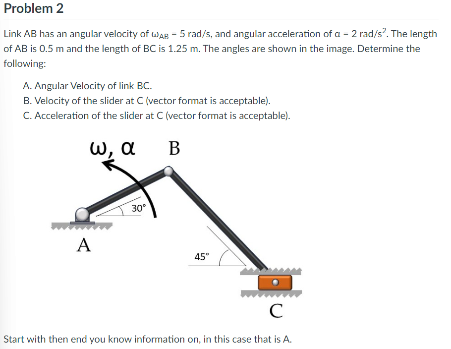 Solved Problem 2Link AB ﻿has an angular velocity of | Chegg.com