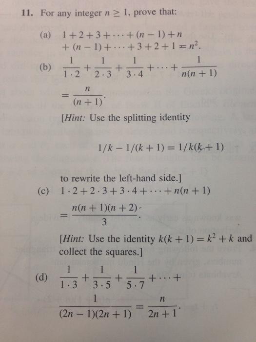 Solved 11. For any integer n≥1, prove that: (a) | Chegg.com