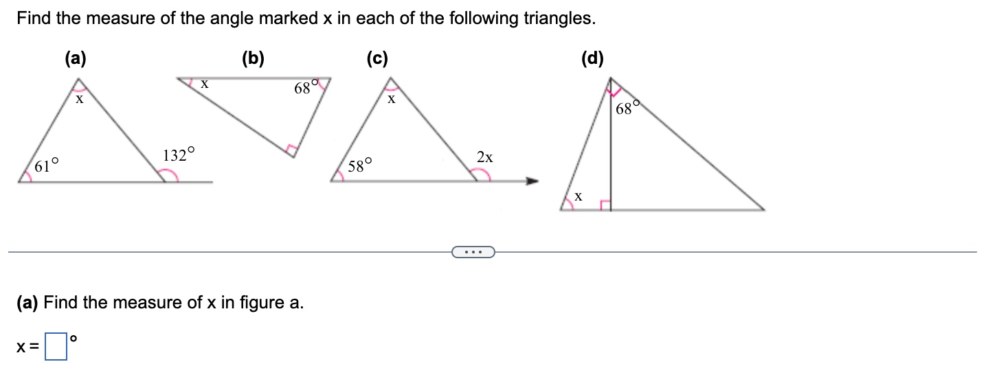 Solved Find the measure of the angle marked x ﻿in each of | Chegg.com