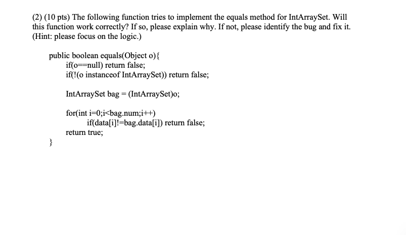 Solved (2) (10 pts) The following function tries to | Chegg.com