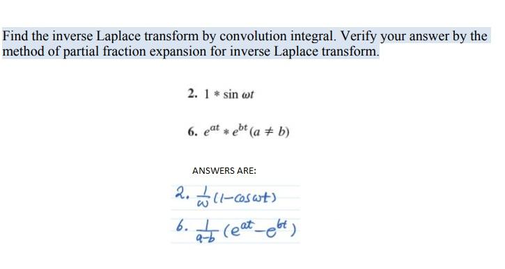Solved Find the inverse Laplace transform by convolution | Chegg.com