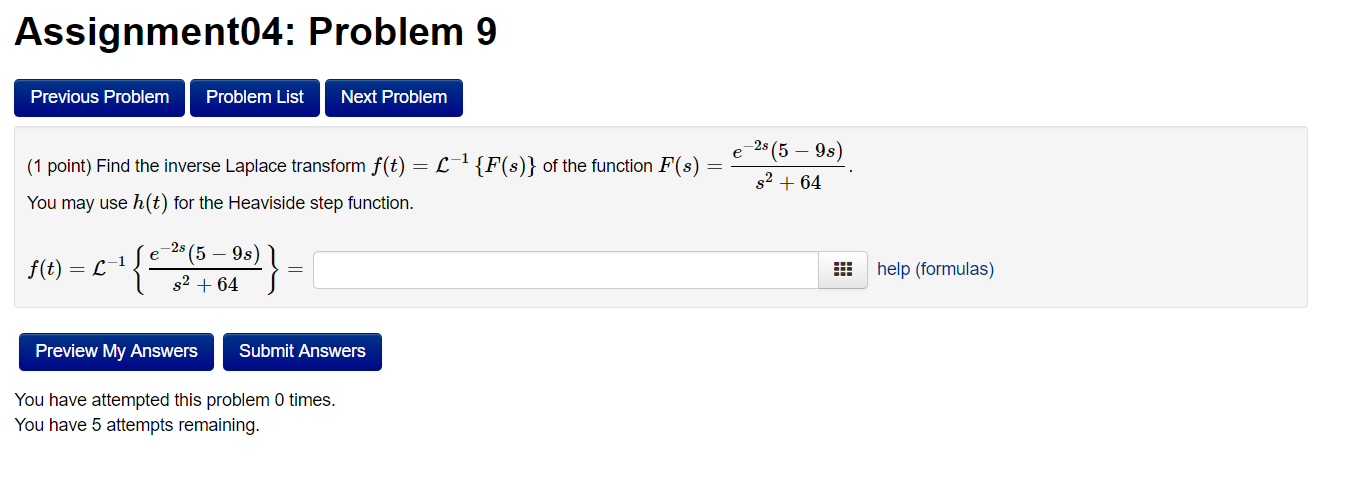 Solved Assignment04 Problem 9 Previous Problem Problem List 