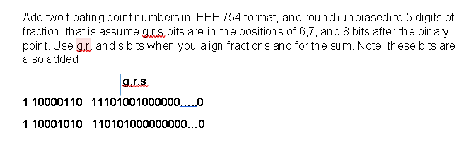 Solved Add two floating point numbers in IEEE 754 format, | Chegg.com