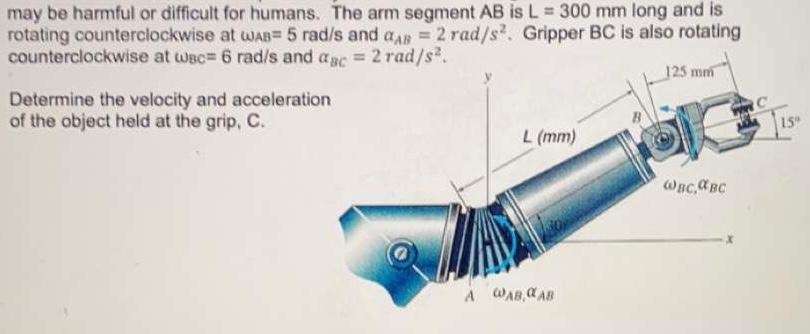 Solved may be harmful or difficult for humans. The arm | Chegg.com