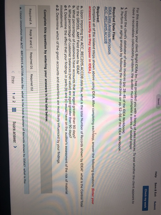 Help Save& ExitSubmit For this exercise, your client, | Chegg.com