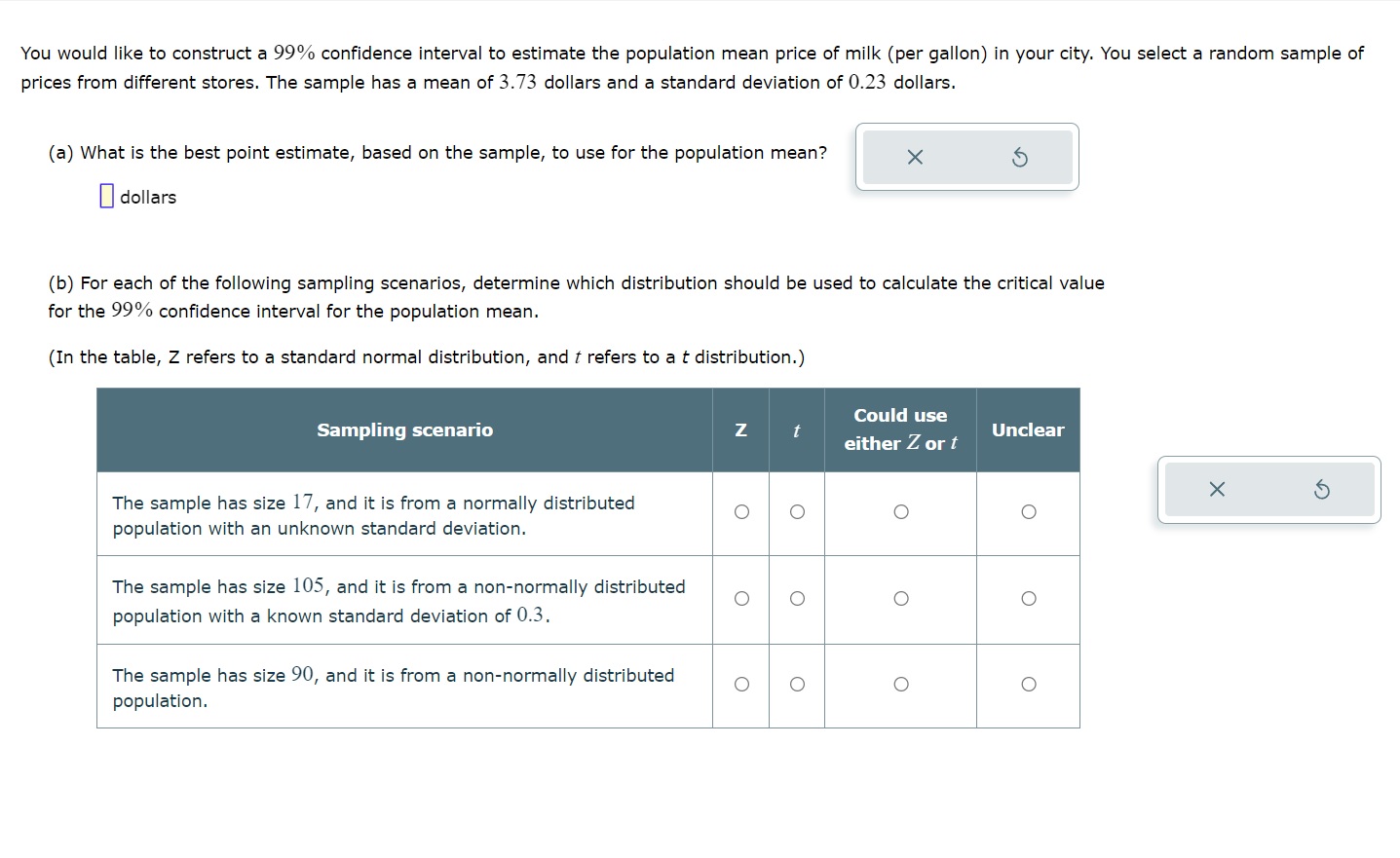 Solved You would like to construct a \99 confidence interval | Chegg.com