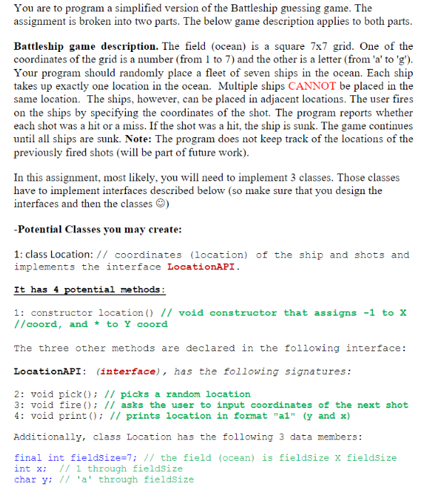 Solved Location API.java public interface LocationAPI { void | Chegg.com