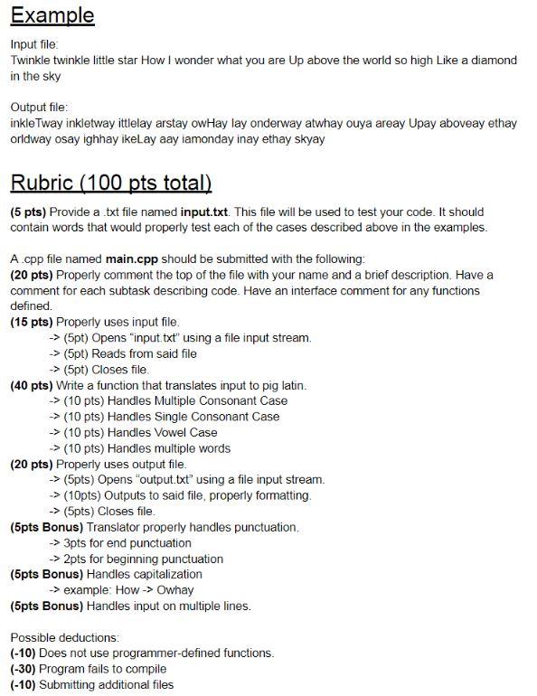 Solved Introduction Pig Latin is a silly language usually | Chegg.com