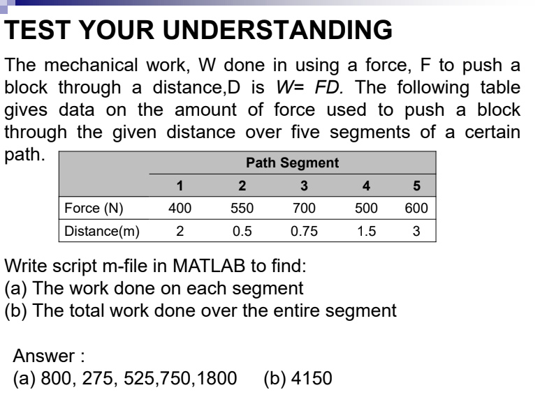 Solved TEST YOUR UNDERSTANDING The mechanical work, W done | Chegg.com