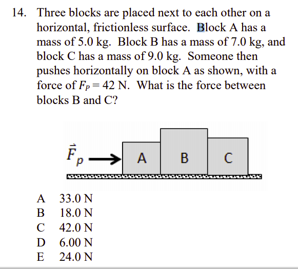 Solved 14. Three blocks are placed next to each other on a | Chegg.com