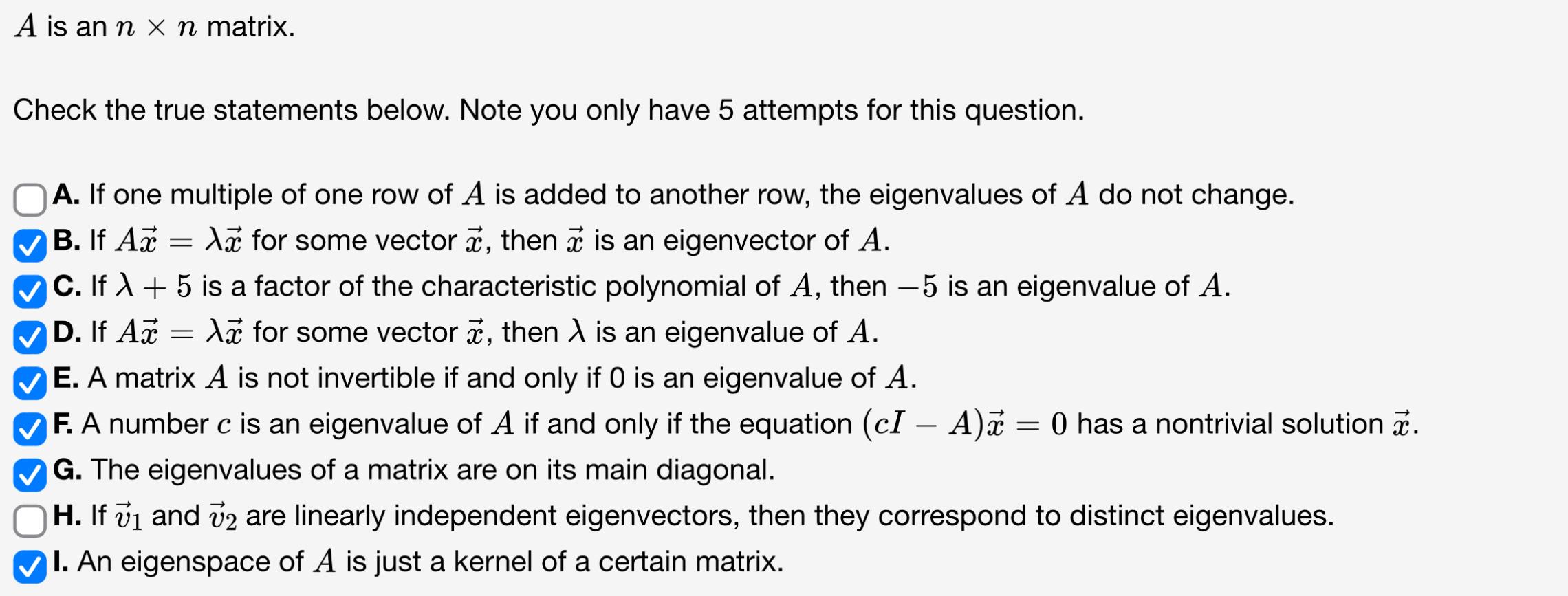 Solved Im getting an error on this: A is an n × n matrix. | Chegg.com