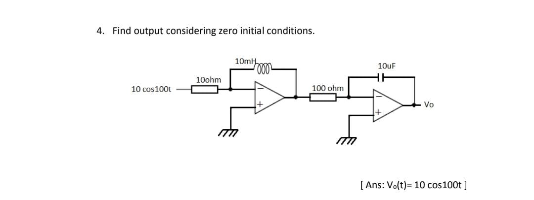 Solved Find output considering zero initial conditions.[Ans: | Chegg.com