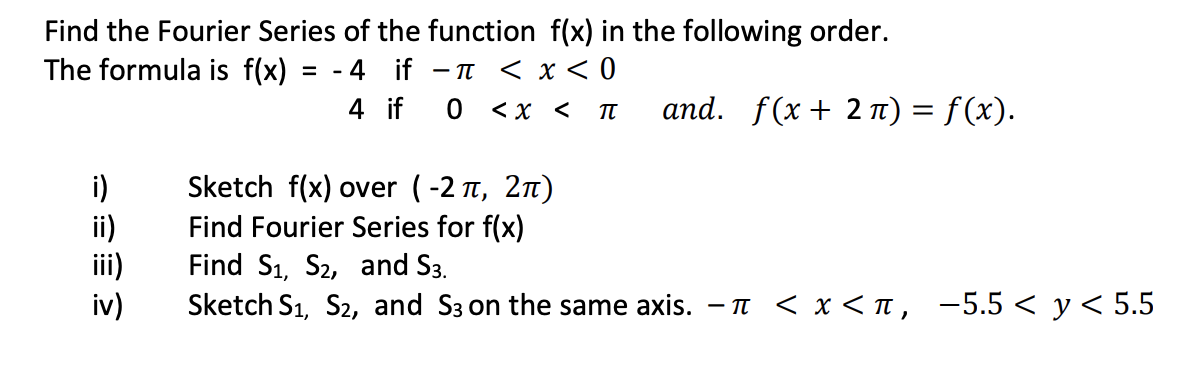 Solved Find the Fourier Series of the function f(x) in the | Chegg.com