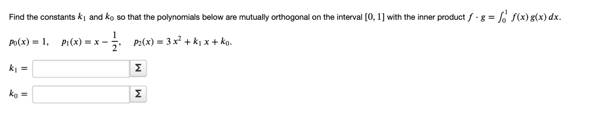 Solved Find the constants \\( k_{1} \\) and \\( k_{0} \\) so | Chegg.com