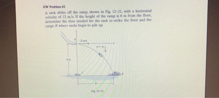 Solved A sack slides off the ramp, shown in Fig. 12-21, with | Chegg.com