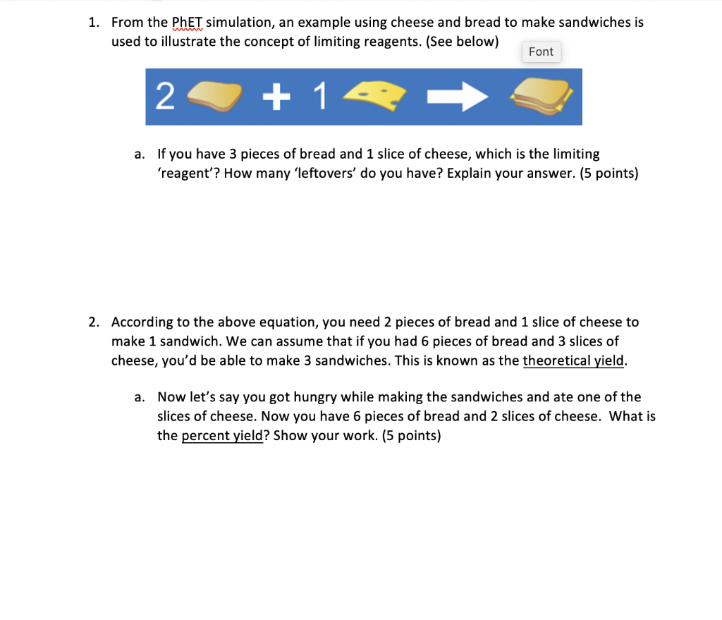 Solved 1. From the PhET simulation, an example using cheese | Chegg.com