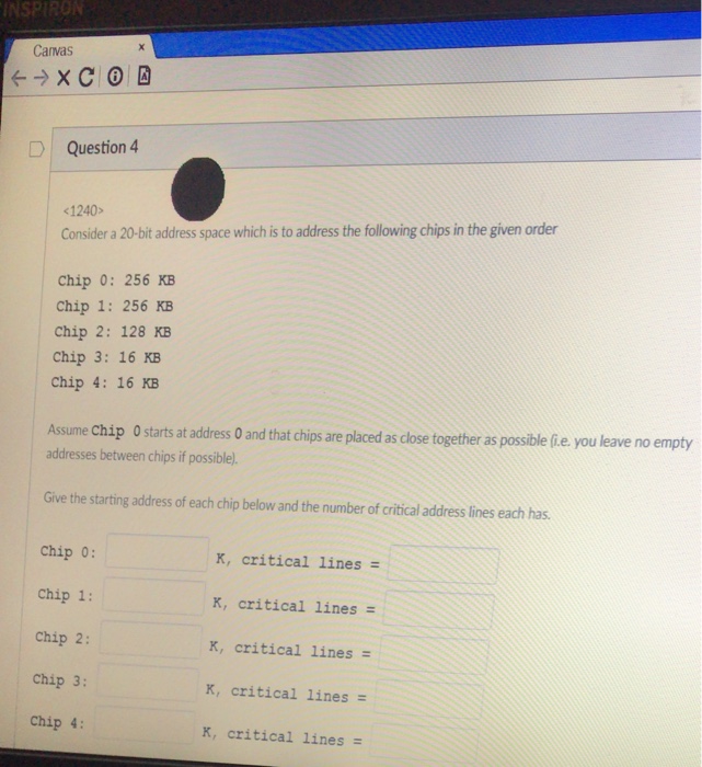 Solved Canvas DQuestion 4 1240 Consider a 20-bit address | Chegg.com