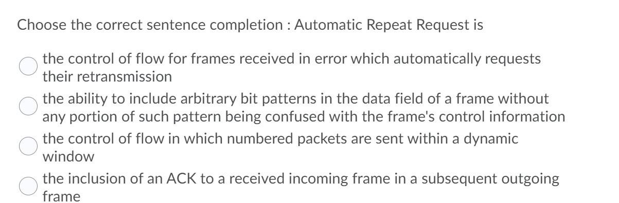 Solved Choose the correct sentence completion : Automatic | Chegg.com