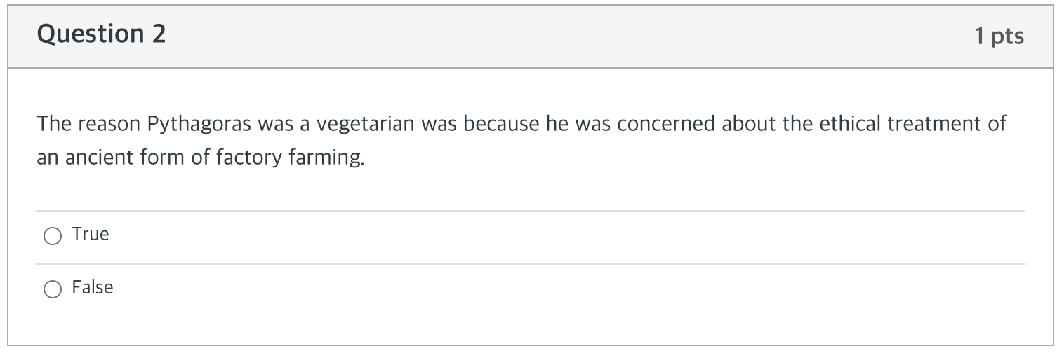 Solved Question 1 1 pts Pythagoras is the first vegetarian | Chegg.com