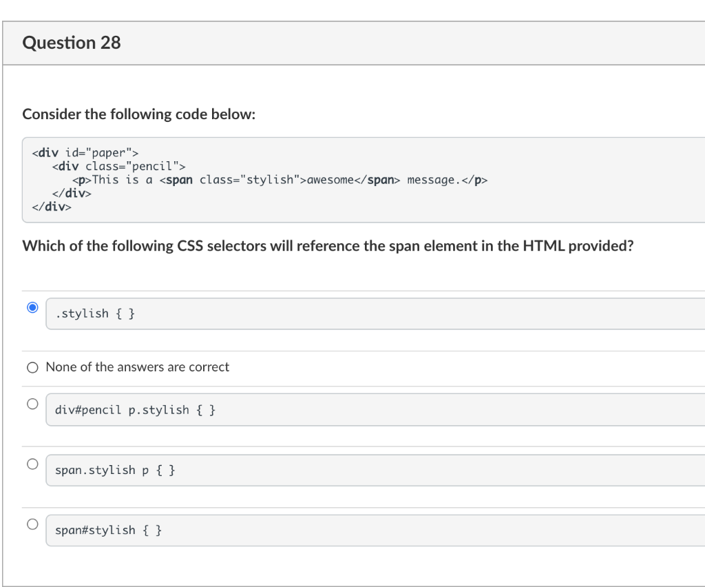 Solved Question 28 Consider the following code below: