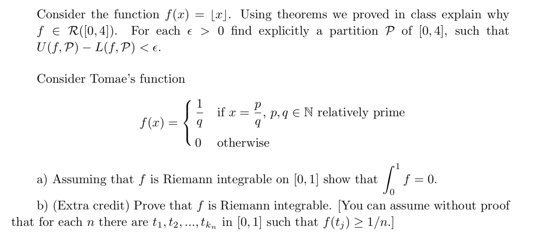 Solved Consider the function f(x) = [x]. Using theorems we | Chegg.com