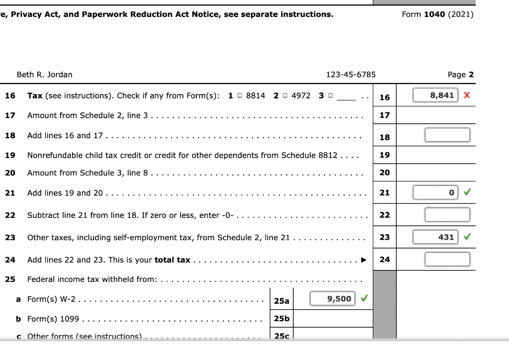 Form 1040 U.S. Individual Income Tax Return 2021 OMB | Chegg.com