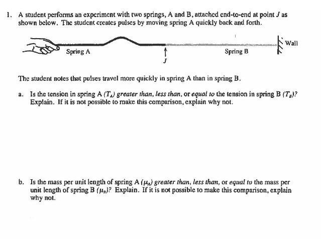 Solved A student performs an experiment with two springs, A | Chegg.com