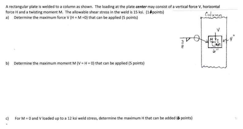 Solved A rectangular plate is welded to a column as shown. | Chegg.com