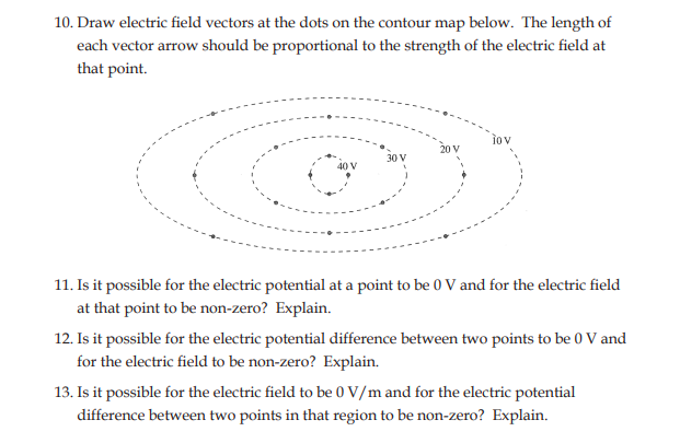 Solved 10. Draw electric field vectors at the dots on the | Chegg.com