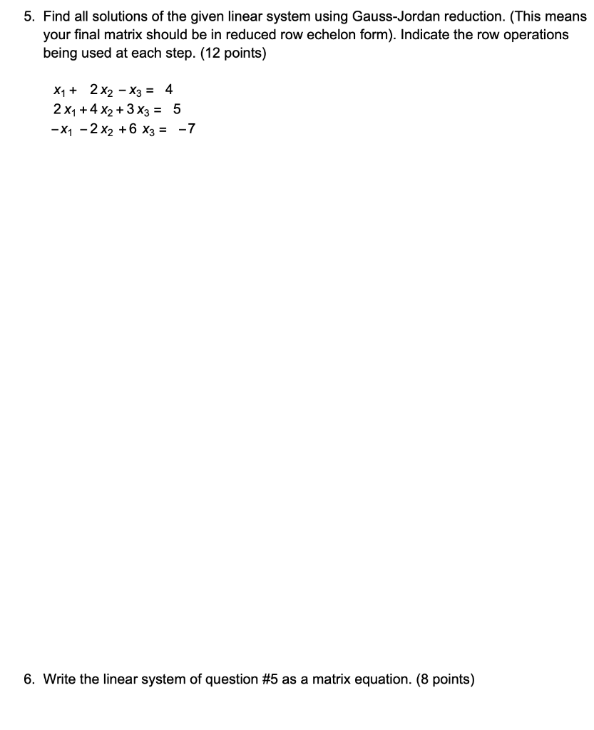 Solved 5. Find all solutions of the given linear system | Chegg.com