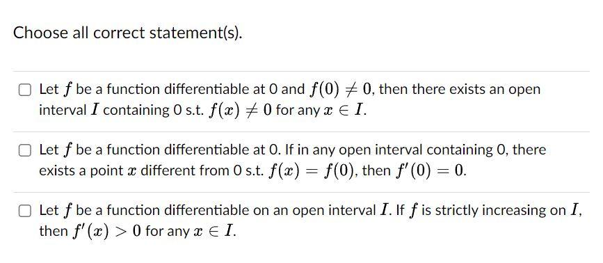 Solved Choose all correct statement(s). Let f be a function | Chegg.com