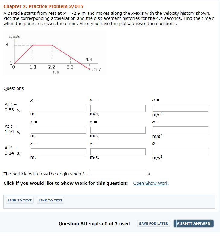 Solved Chapter 2, Practice Problem 2/015 A particle starts | Chegg.com